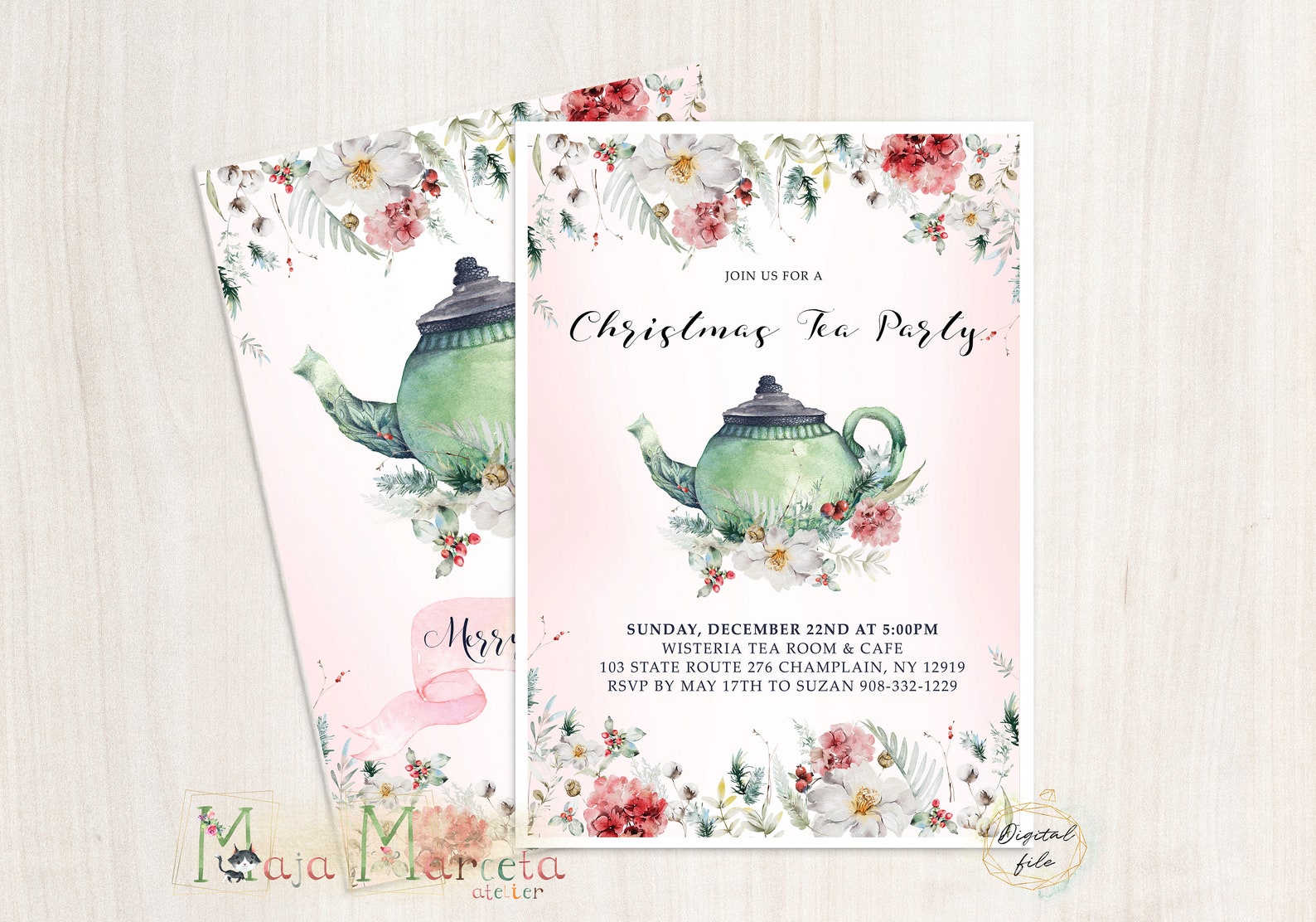 Christmas Tea Party, Holiday Invite, Tea Party Invite, Christmas ...