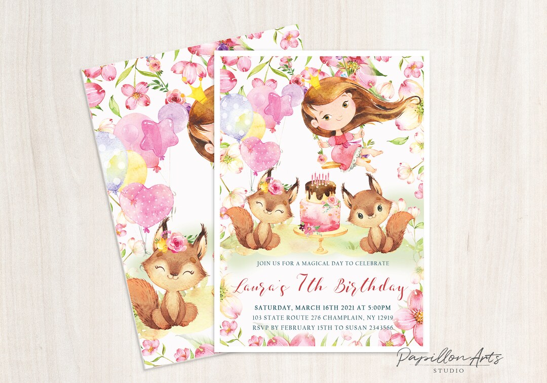 Enchanted Forest Invite, Princess Birthday Invite, Girl Birthday Invite ...