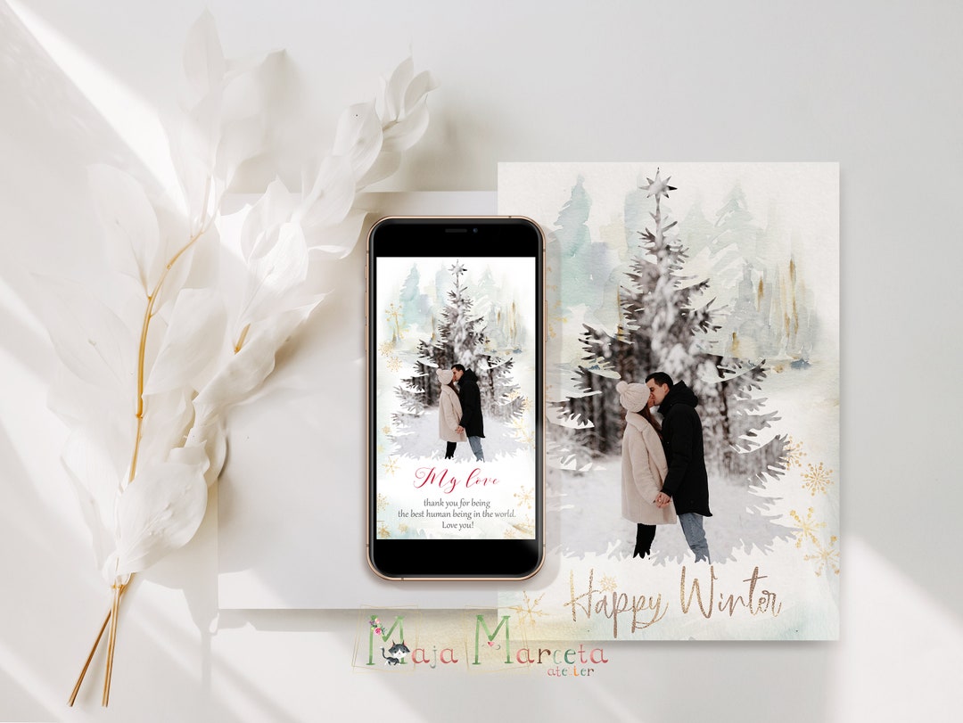 Smart Phone Card, Mobile Card, Photo Holiday Card, Digital Modern Card ...