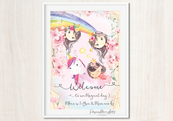 Welcome Sign Girly and Unicorn Welcome Poster Princess - Etsy