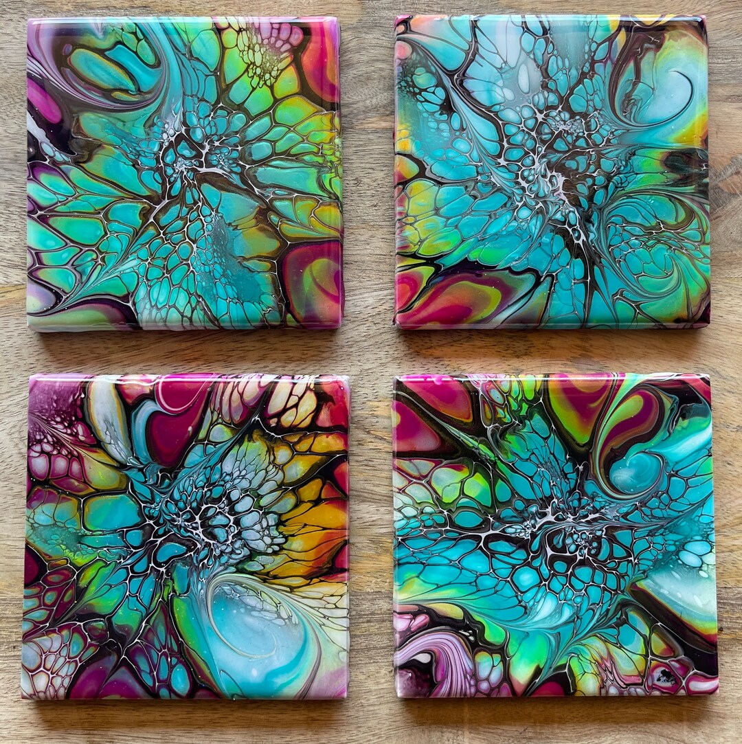 Acrylic Pour Coasters Coasters Art Coasters look to the Skies - Etsy ...