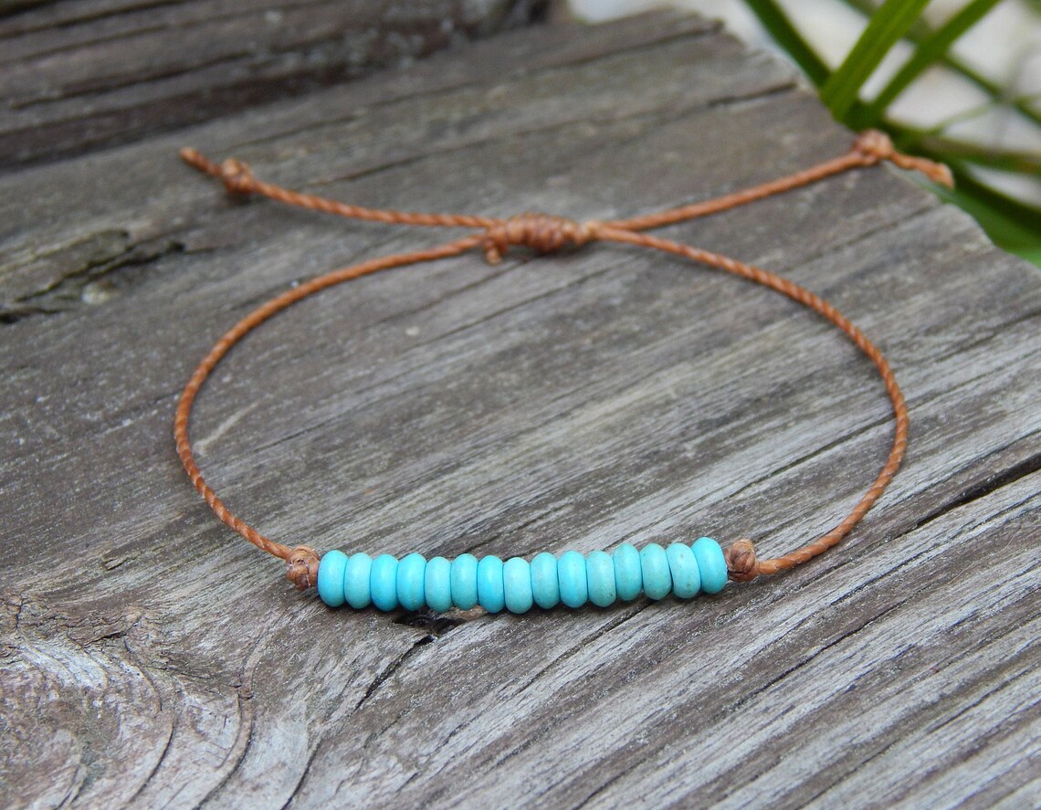 Surf Anklet or Bracelet White or Blue Turquoise Anklet | Etsy