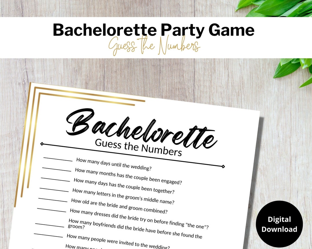 Bachelorette Party Game Guess the Numbers | Bridal Party | Minimalist ...