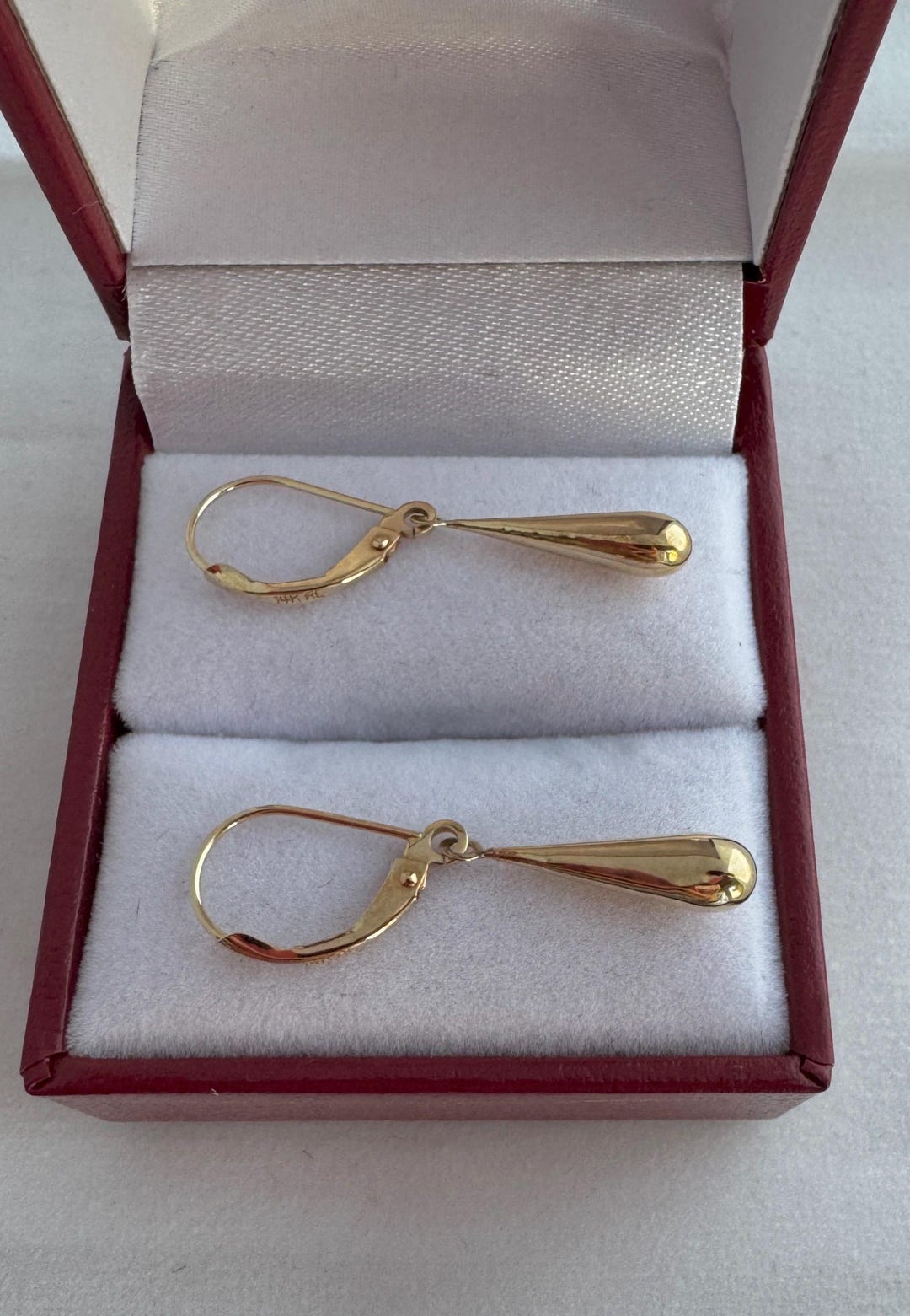 14K Solid Gold Teardrop Omega Back Earring Yellow Gold Hallmark 14K RL ...