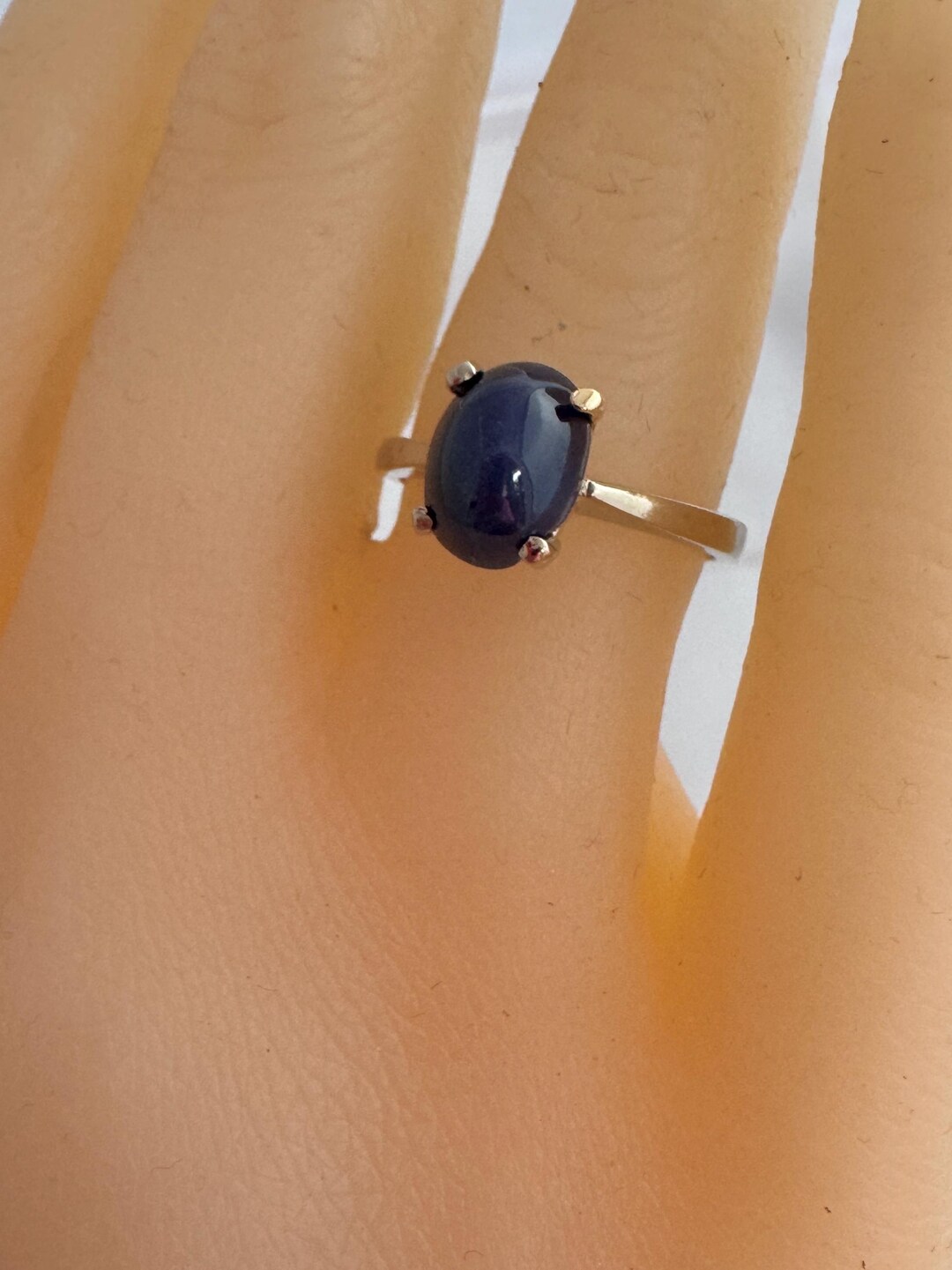 10K Solid White Gold Linde Star Sapphire Ring 2.50 Grams Hallmark 10K ...