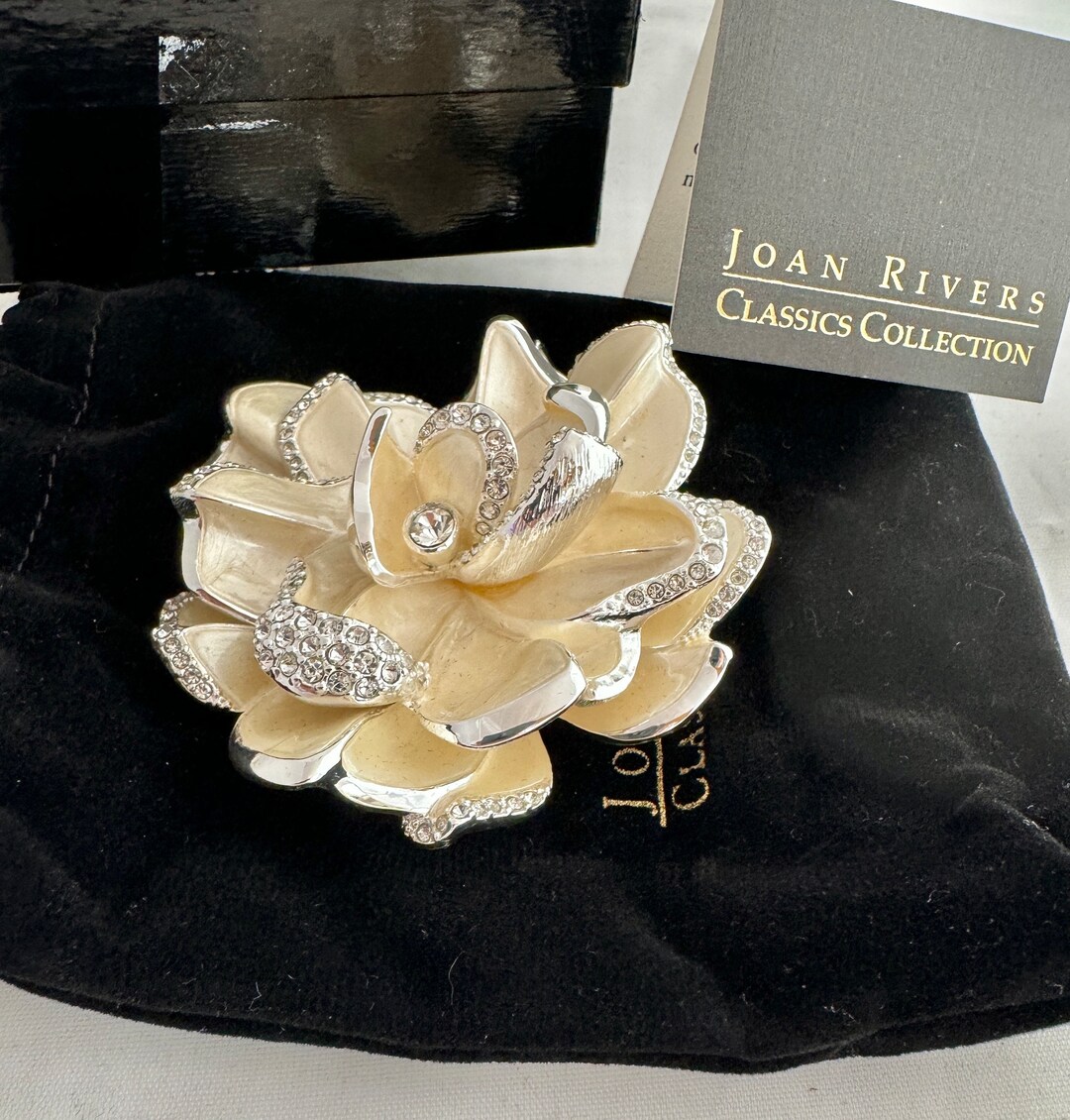 Joan Rivers Limited Edition Classic Collection White Pave' Gardenia Pin ...