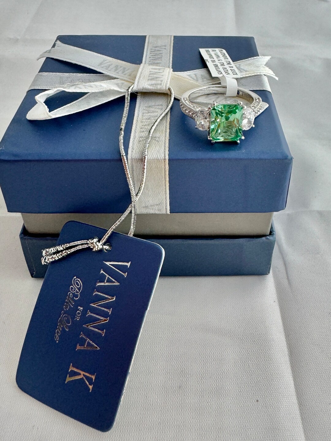 Platineve Bella Luce Vanna K Ocean Dream White Diamonds Simulants CZ Rhodium Over Sterling ...