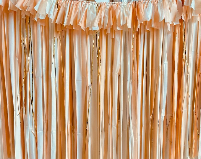 Fringe Peach Backdrop Tablecloth Fringe Backdrop Peach Ivory Gold ...
