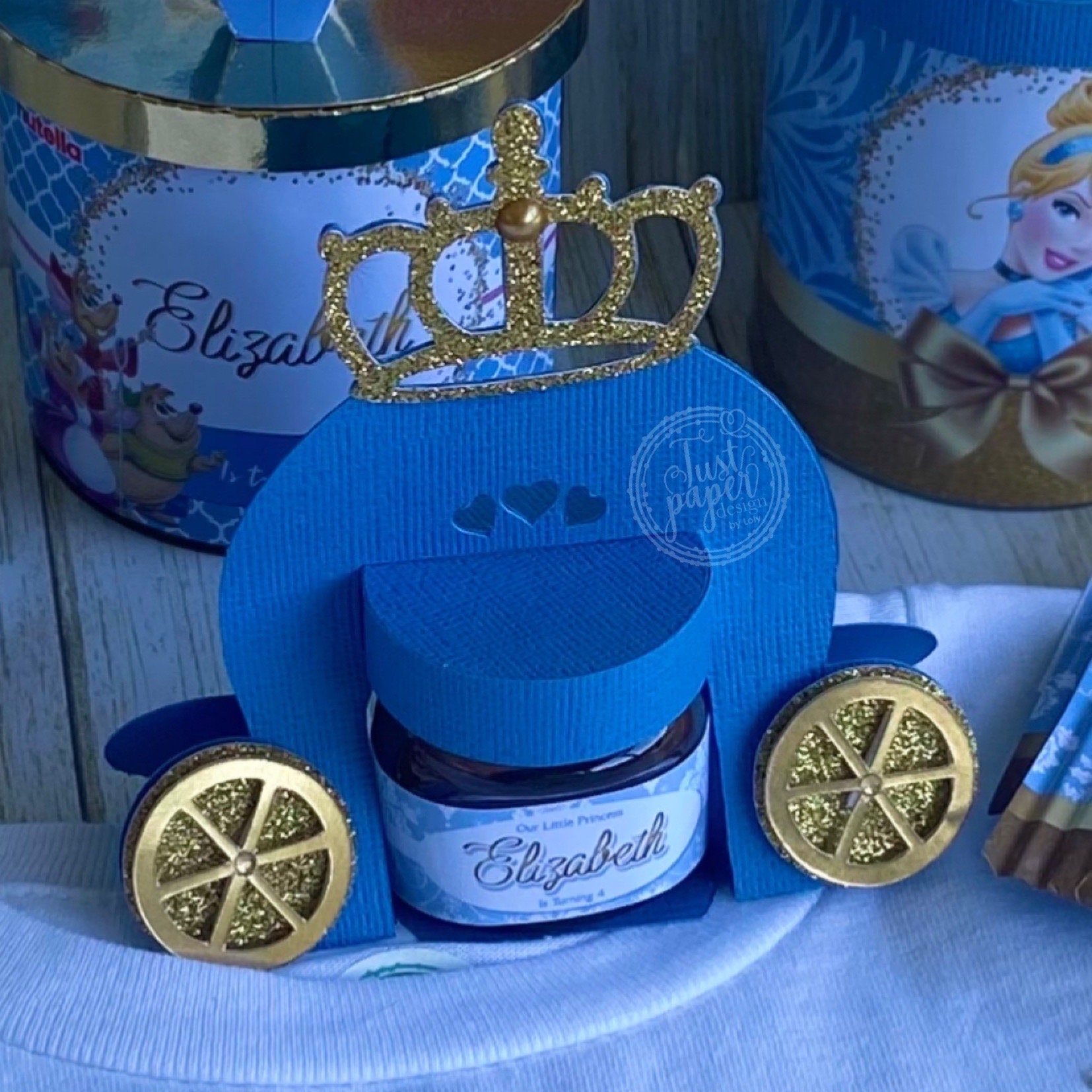 Cinderella Mini Nutella Favor, Cinderella Mini Nutella Personalized ...