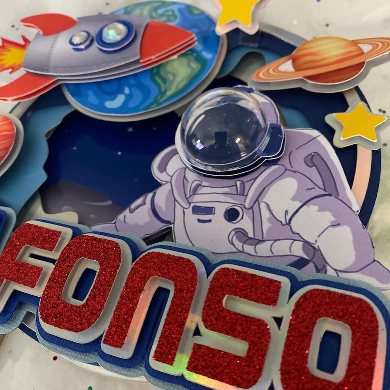 Space Cake Topper Astronaut Cake Topper Space Birthday - Etsy