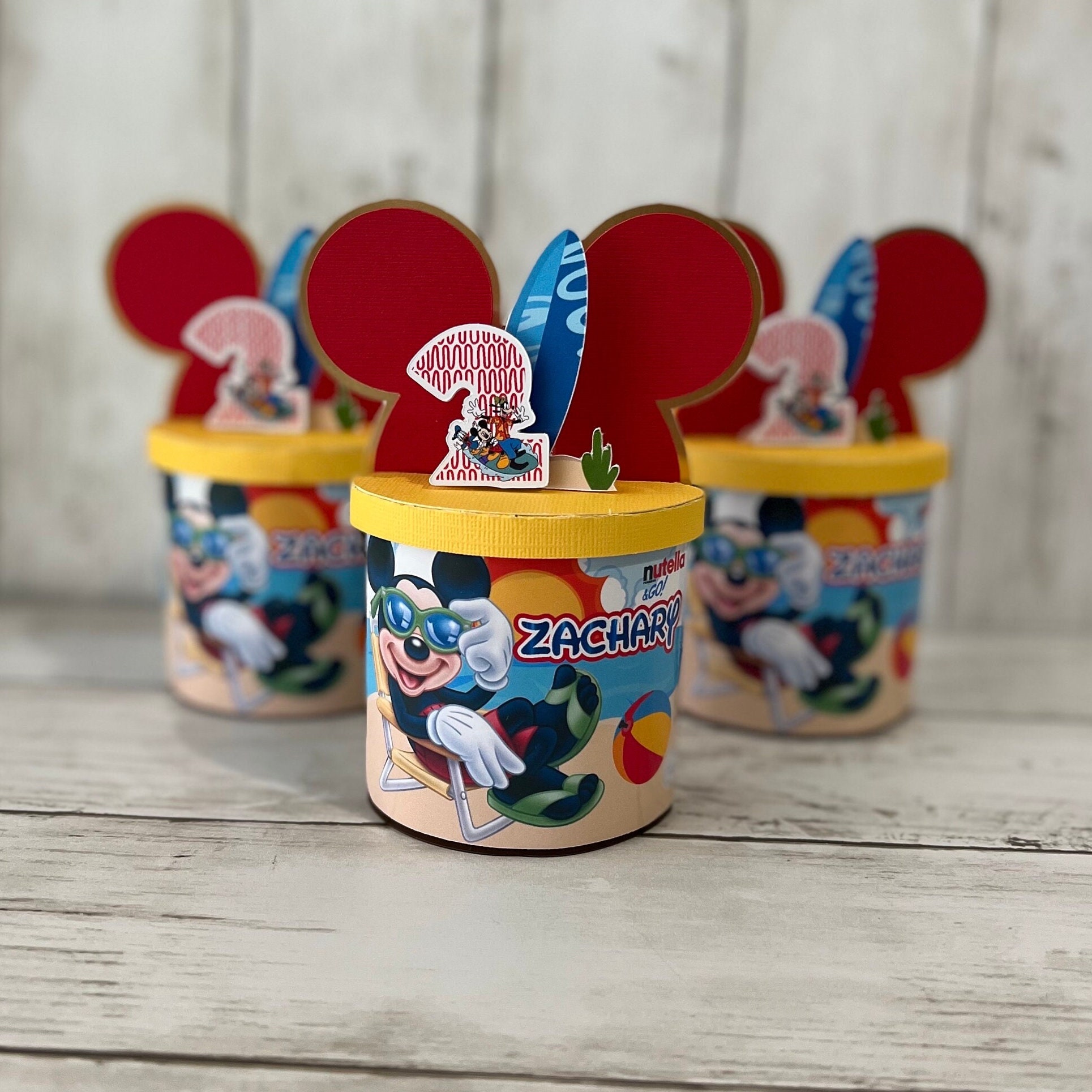 Mickey Summer Nutella Favor/ Nutella & Go Personalized/ Mickey Summer ...