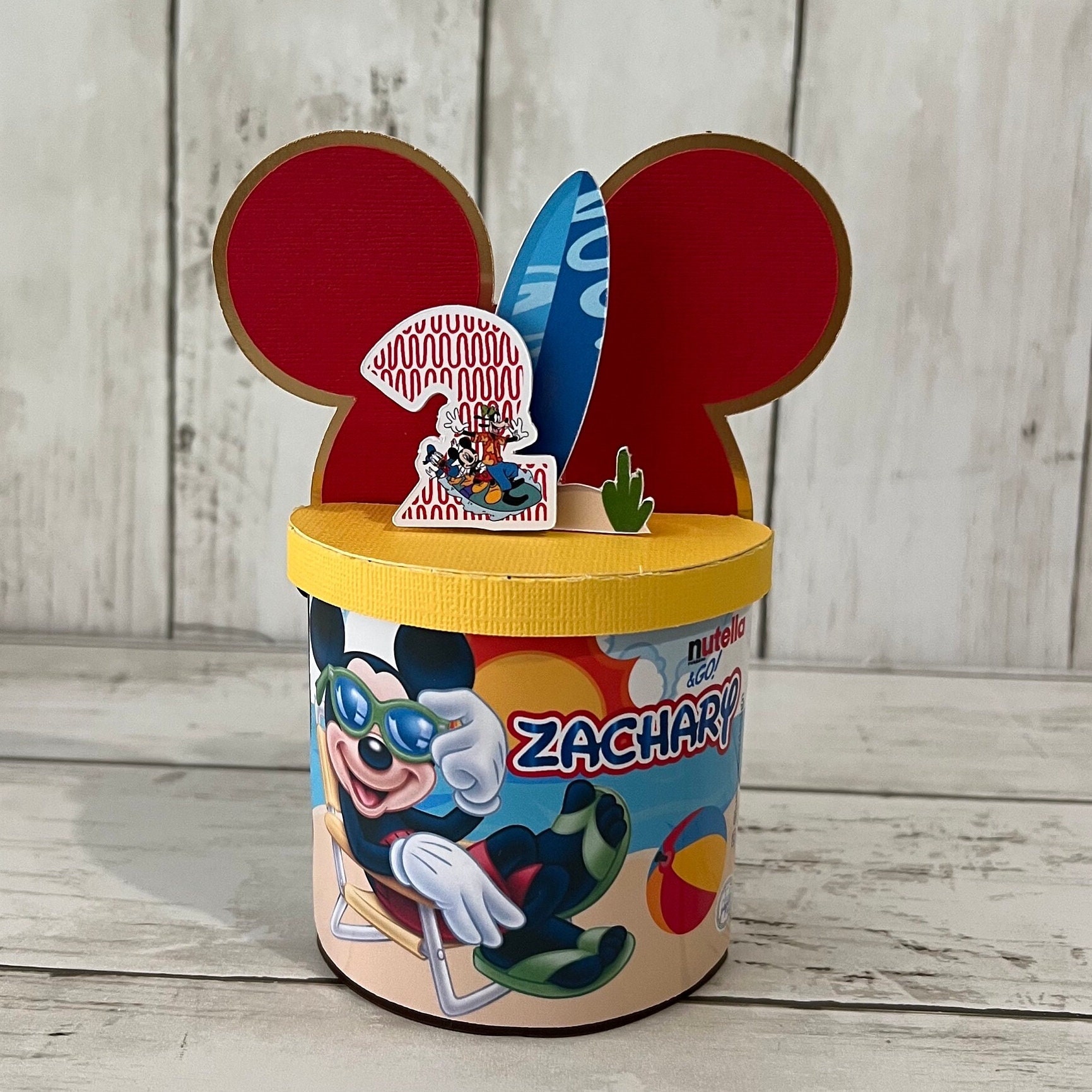 Mickey Summer Nutella Favor/ Nutella & Go Personalized/ Mickey Summer ...