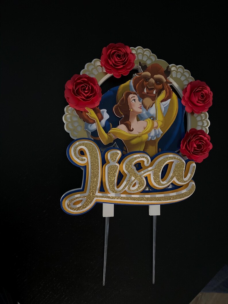 Beauty and the Beast Cake Topper: Custom Birthday Party Decor - Etsy