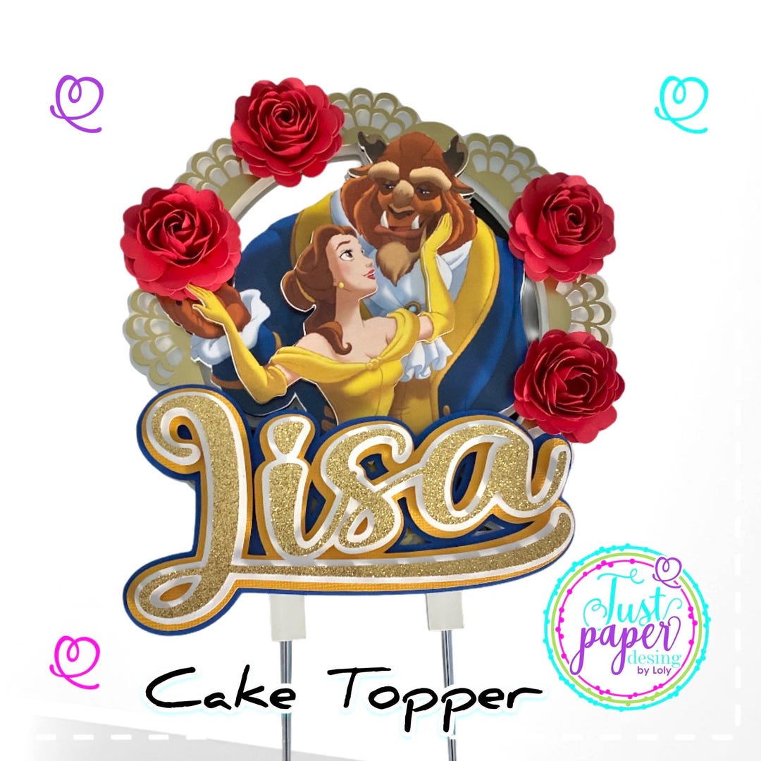 Beauty and the Beast Cake Topper: Custom Birthday Party Decor - Etsy