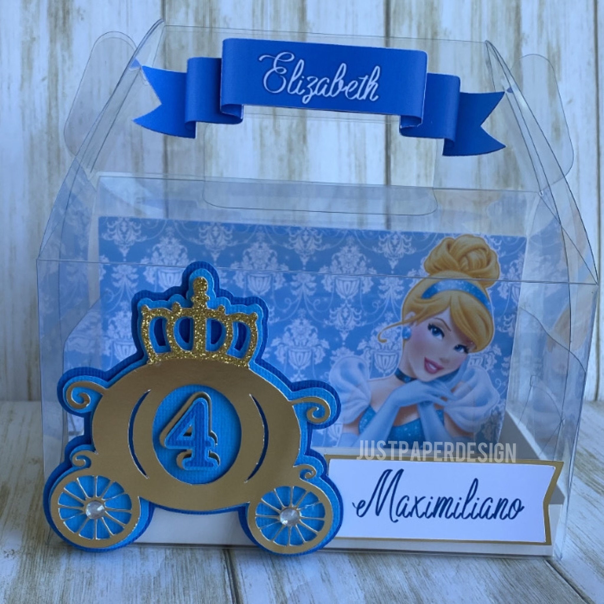 Cinderella Favor Box, Princess Party Decoration, Personalized Gable Box ...