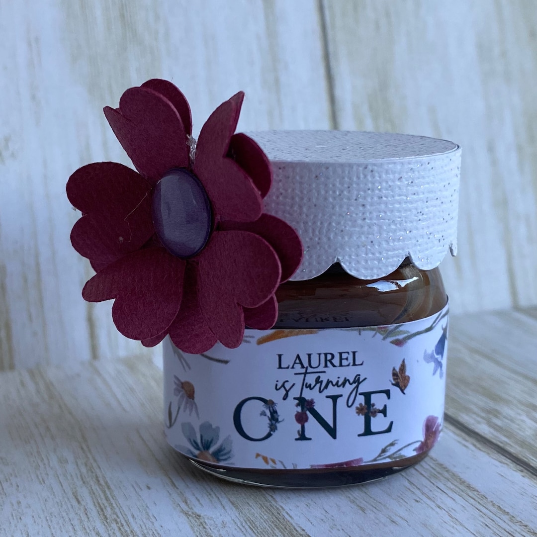 Flowers Mini Nutella Favor, First Birthday Party Decoration, Little One ...
