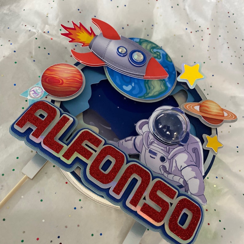 Space Cake Topper Astronaut Cake Topper Space Birthday - Etsy
