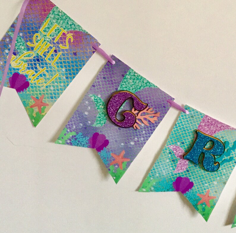 Mermaid Banner / Mermaid Tail Decorations/ Under the Sea Banner ...