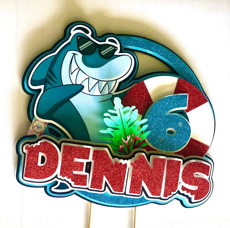 Shark Cake Topper, White Shark Bite Cake Topper, Shark Party, Cartoon ...