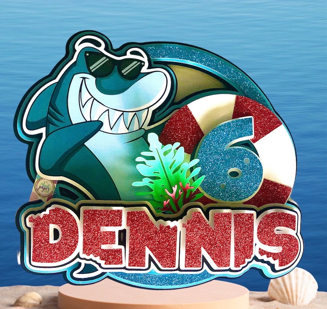 Shark Cake Topper, White Shark Bite Cake Topper, Shark Party, Cartoon ...