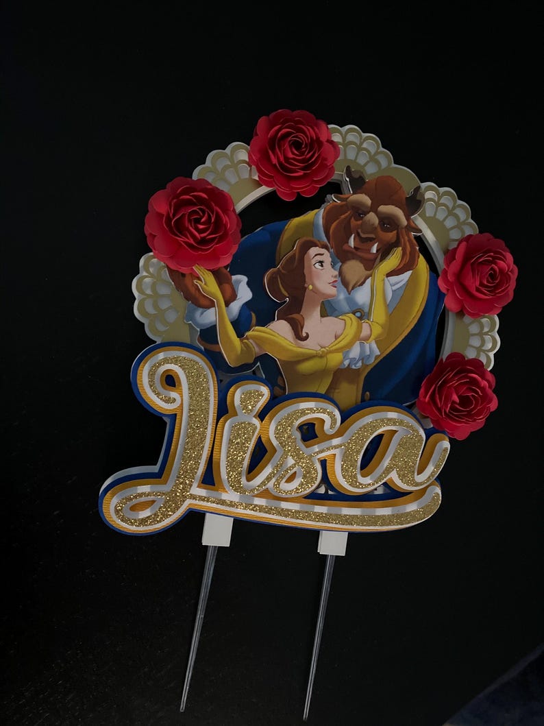 Beauty and the Beast Cake Topper: Custom Birthday Party Decor - Etsy