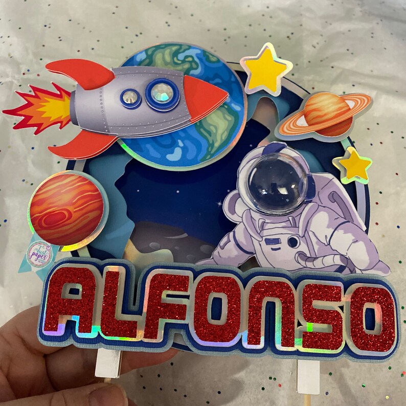 Space Cake Topper Astronaut Cake Topper Space Birthday - Etsy