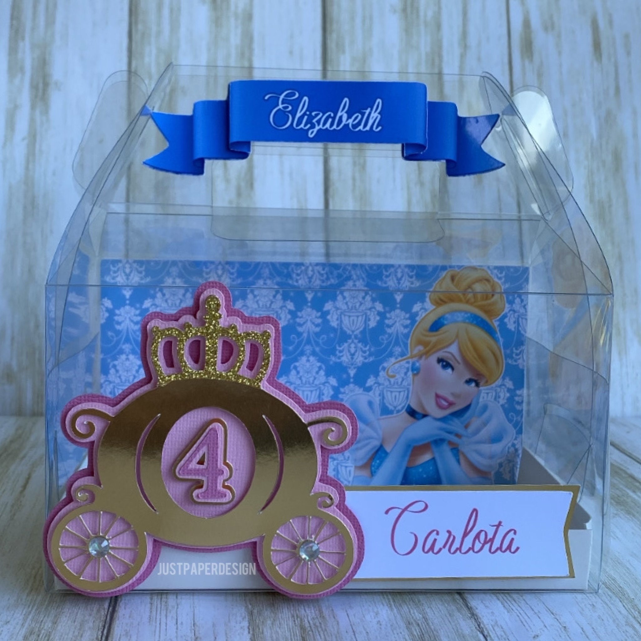 Cinderella Favor Box, Princess Party Decoration, Personalized Gable Box ...