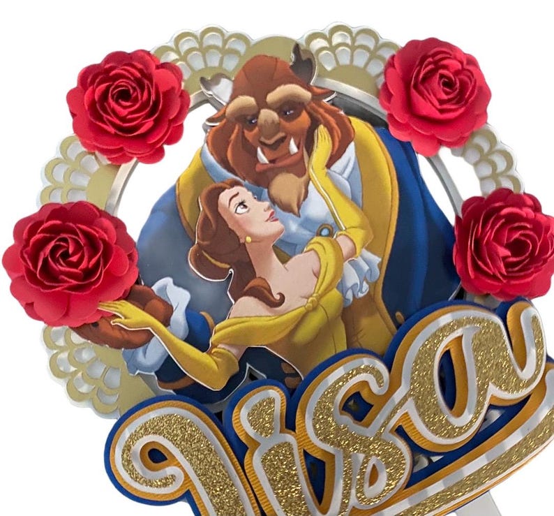 Beauty and the Beast Cake Topper: Custom Birthday Party Decor - Etsy