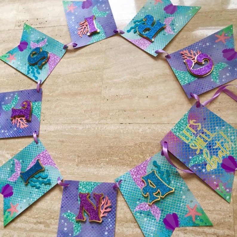 Mermaid Banner / Mermaid Tail Decorations/ Under the Sea Banner ...
