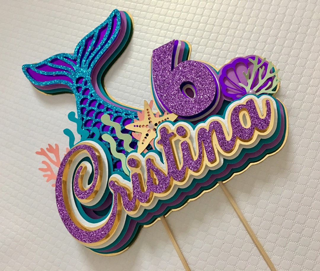 Mermaid Cake Topper, Mermaid Theme Party, Under the Sea Cake Topper ...