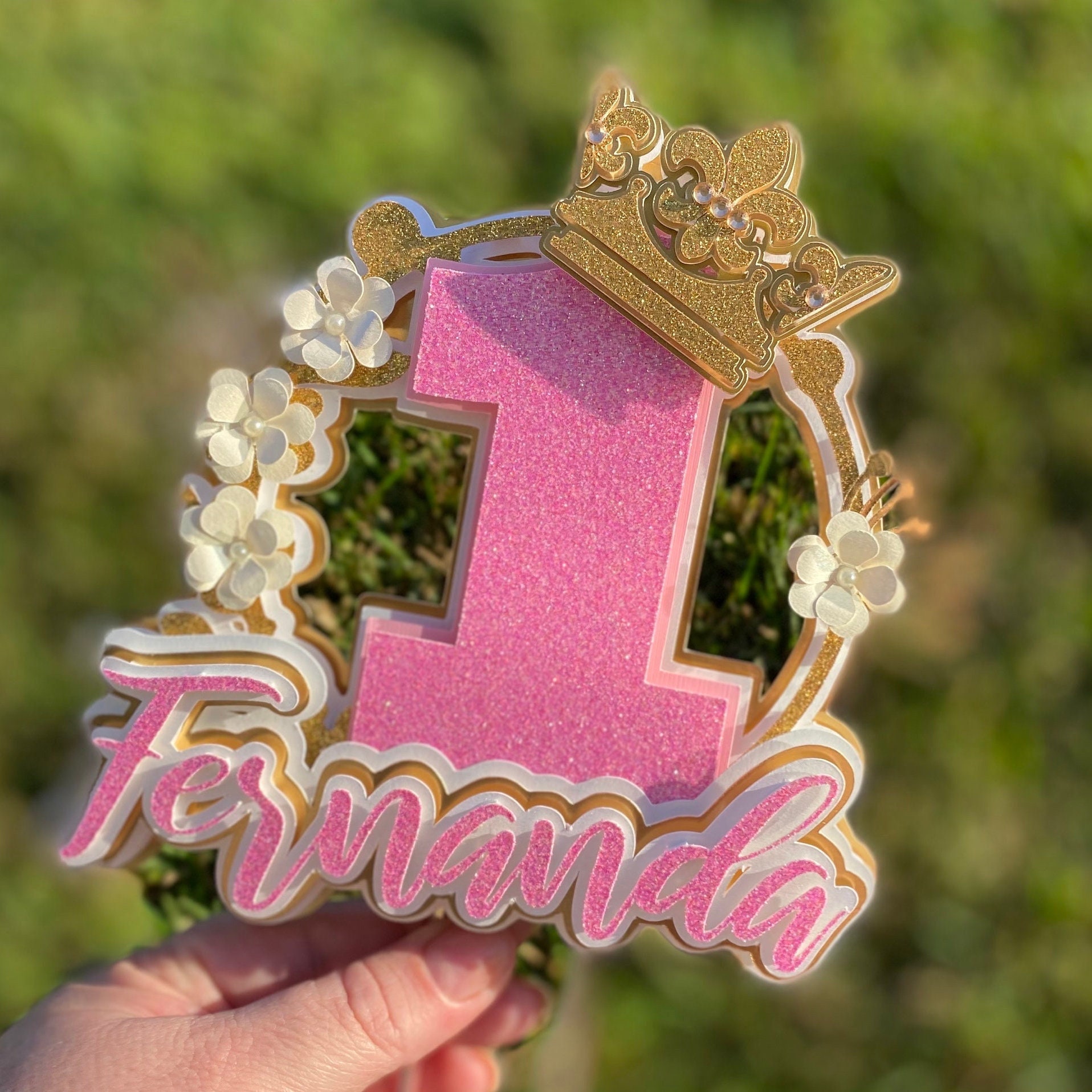 Princess 1st Birthday Cake Topper, Custom Name - Etsy
