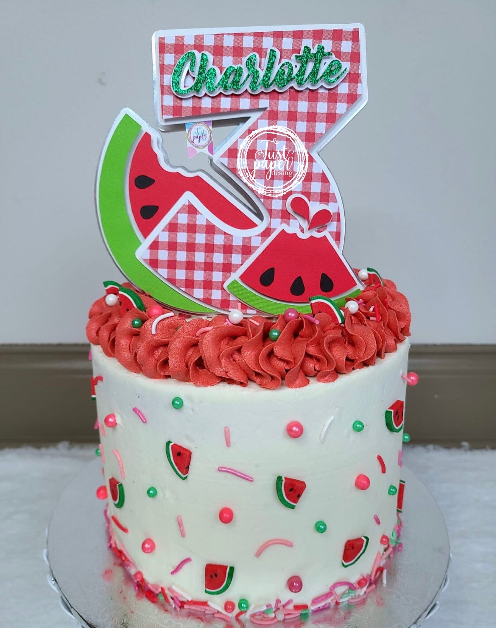 Watermelon Cake Topper, Personalized Watermelon Birthday Party ...