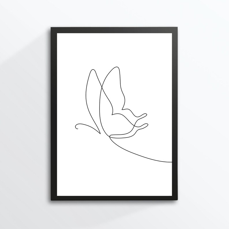 Din A4 Art Print Without Frame - Butterfly - Moth Minimalism Lines ...