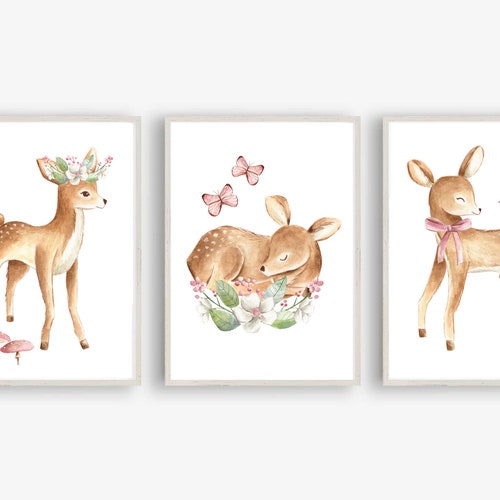 Boho Woodland Animal Set / Printable Nursery Art / Blush Pink - Etsy