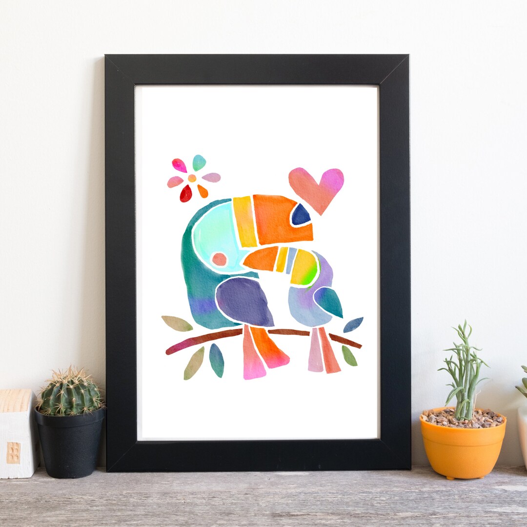 Din A4 Art Print Without Frame Tukan Tucan Bird Watercolor Colorful ...