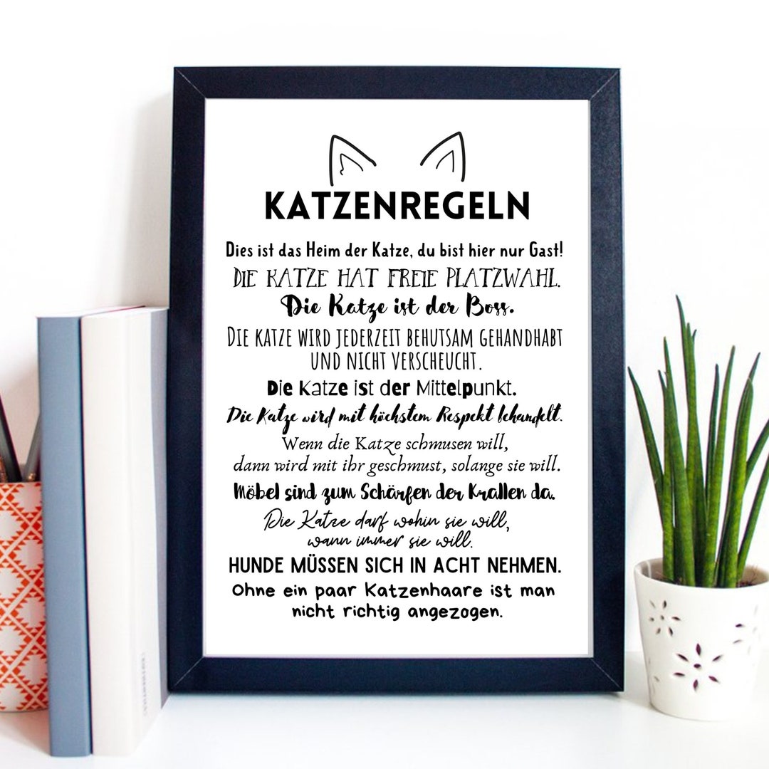 Din A4 Art Print Without Frame Saying Cat Rules Cats Rules Cat Fan Cat ...