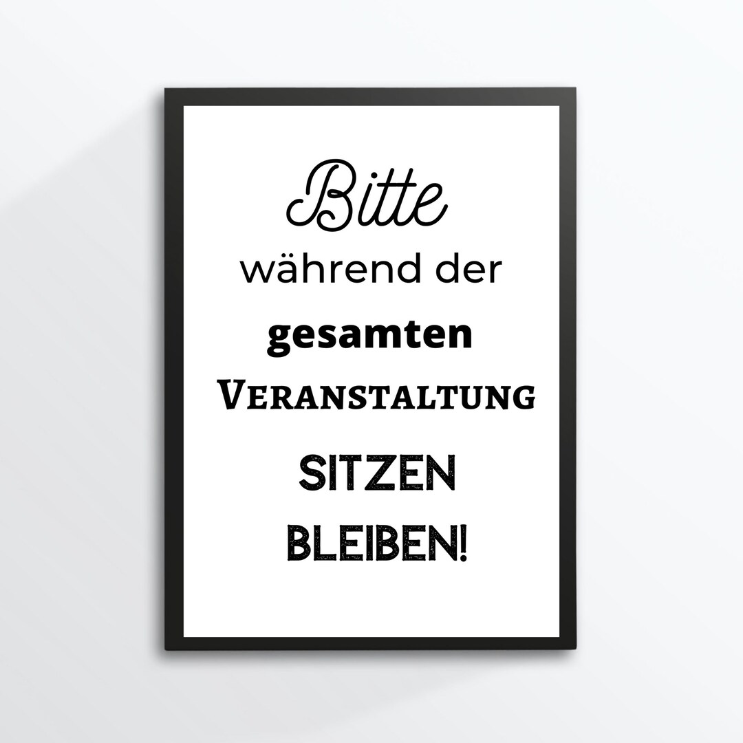 Din A4 Art Print Unframed Saying Please Stay Seated Toilet Guest Toilet ...