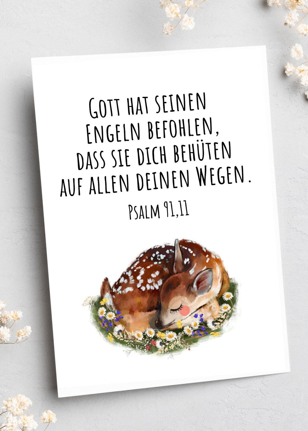 Din A4 Kunstdruck ohne Rahmen - Bibelspruch Psalm - Gott hat seinen Engeln befohlen - Gott ...