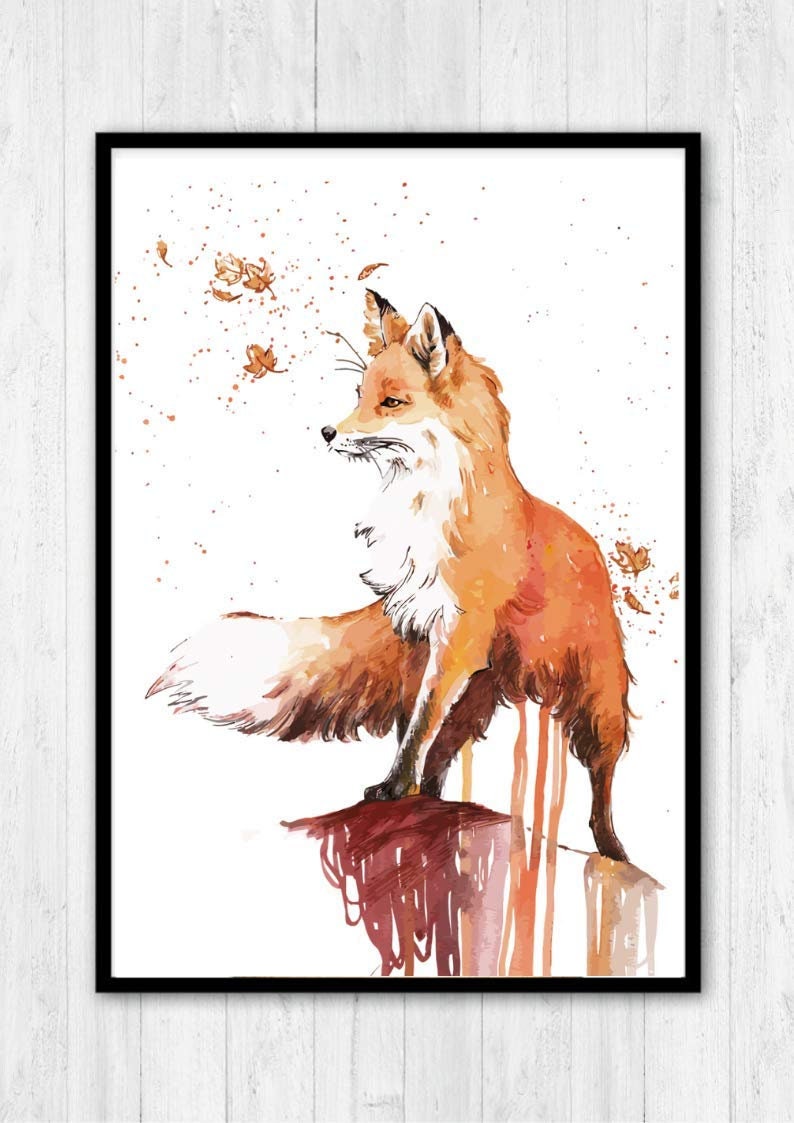 Din A4 Kunstdruck ungerahmt Aquarell Fuchs Waldtier Herbst Wasserfarbe Druck Bild Poster - Etsy.de