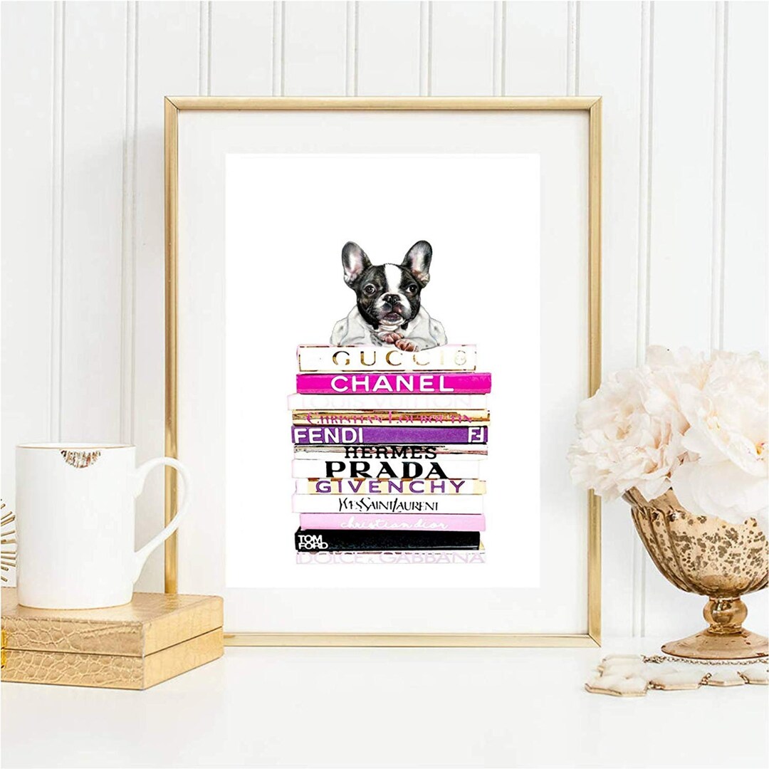 Din A4 Art Print Chanel Prada Gucci Magazine Dog Bulldog Watercolor ...