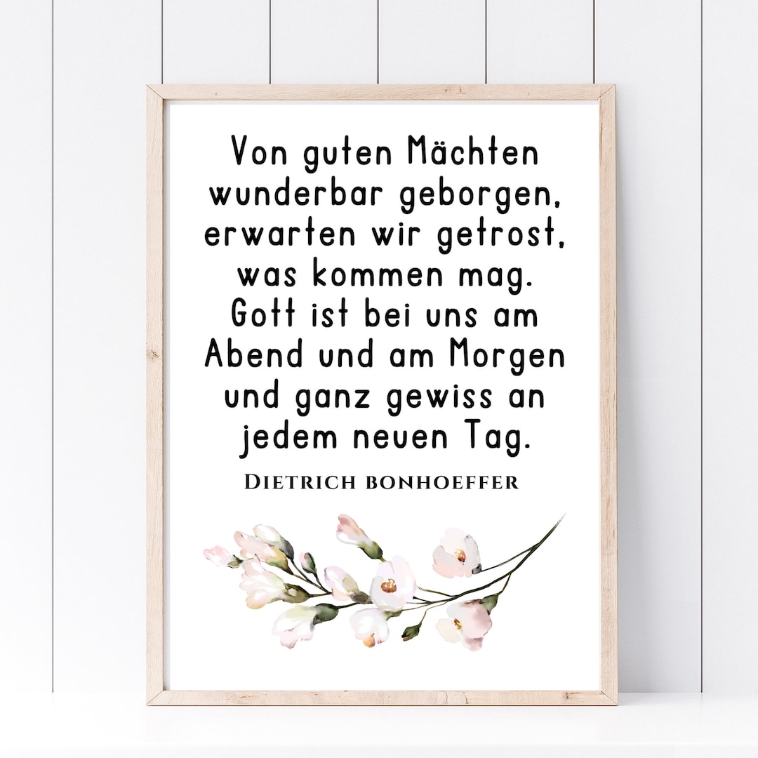 Din A4 Kunstdruck ohne Rahmen - Spruch - Bonhoeffer - Von guten Mächten wunderbar geborgen ...
