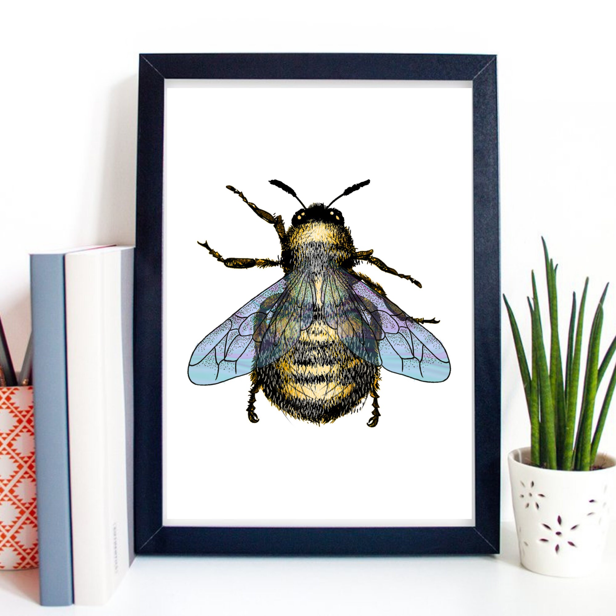 Din A4 Kunstdruck ohne Rahmen - Hummel - Biene Natur Insekt Zeichnung Grafik Bild Poster ...