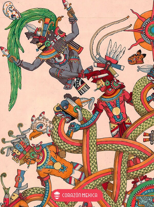 Ometeotl Impresión Grande Arte De Espiritualidad Azteca Etsy