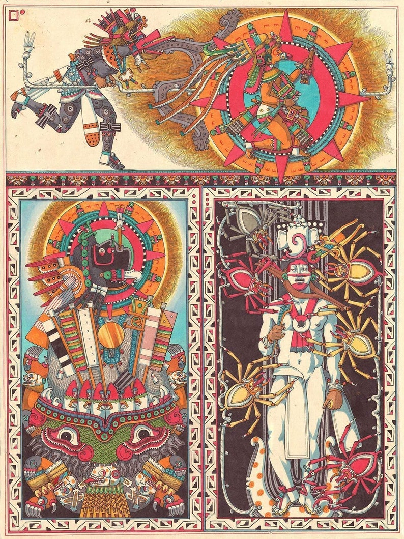 The Birth of the Fifth Sun Aztec Mexican Spirituality Art | Etsy