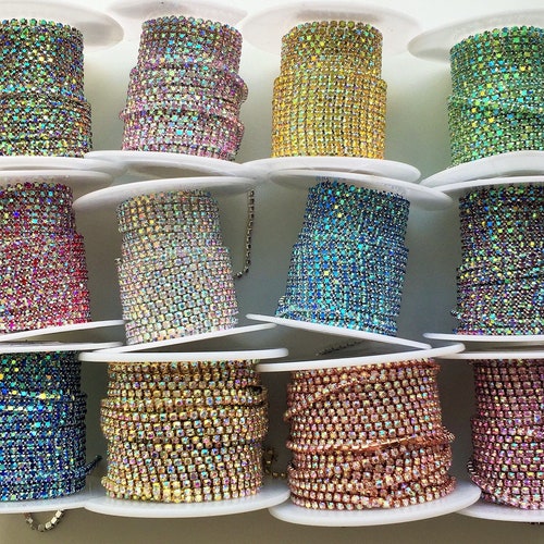 Crystal Chain With Rhinestones Silver Base 2x2mm 50 Cm - Etsy