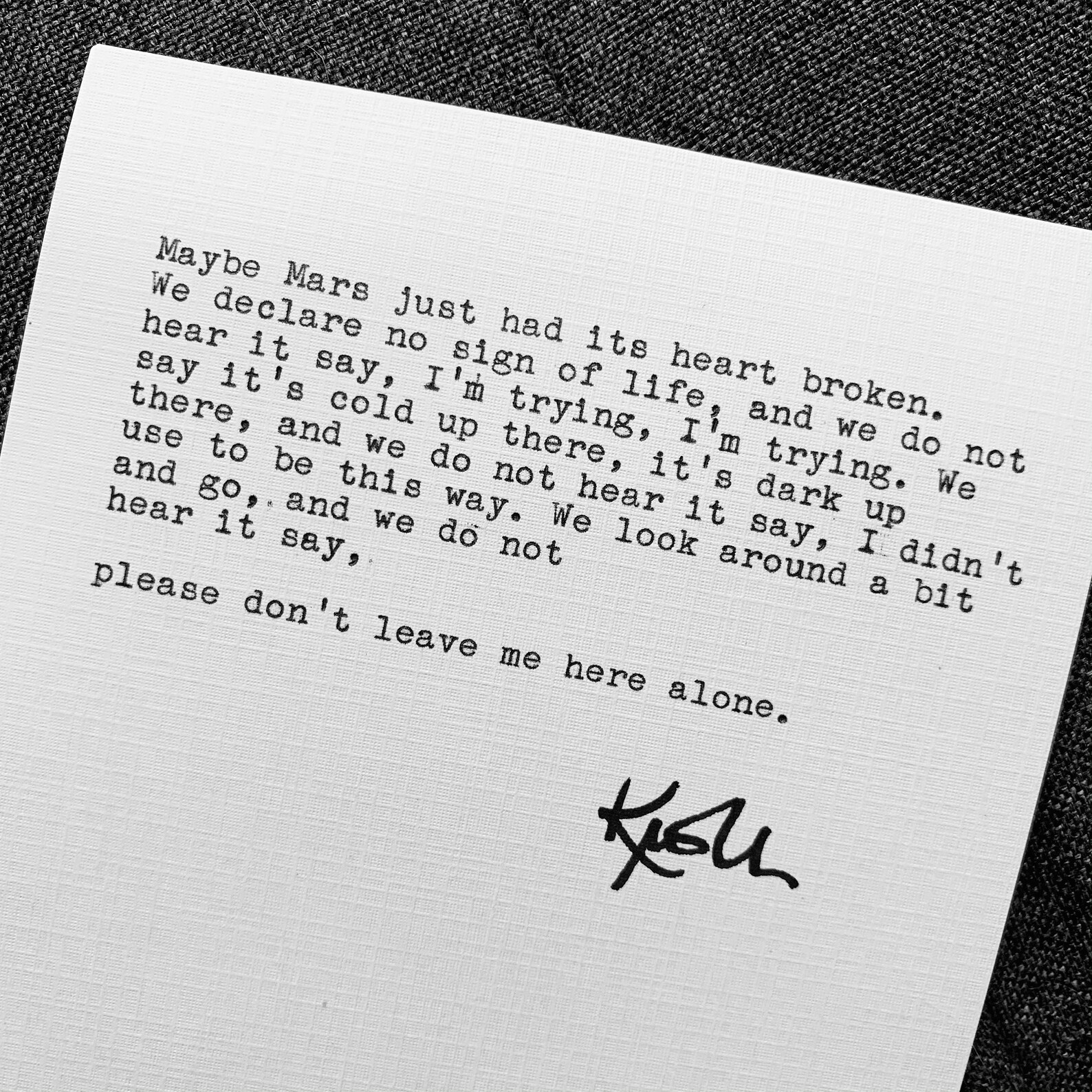 5x7 Signed Typewriter Poem by Kristina Mahr - Etsy
