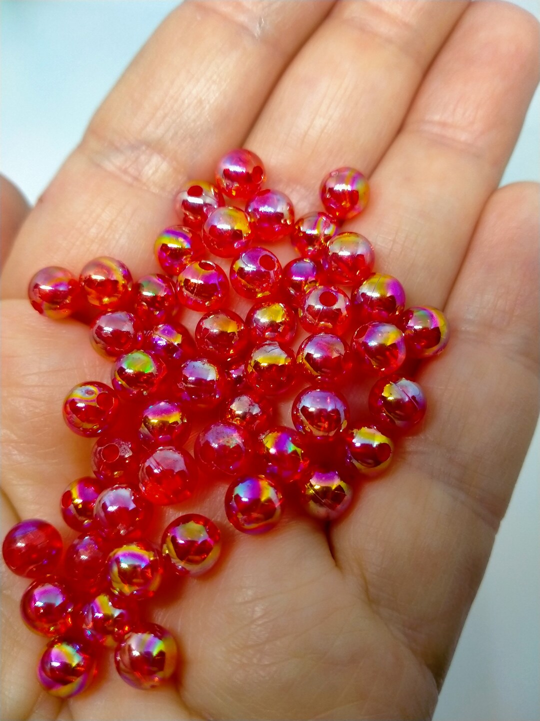 Red Beads, 6mm Beads, AB Round Beads, Bright Beads, Red Beads, Jewelry ...