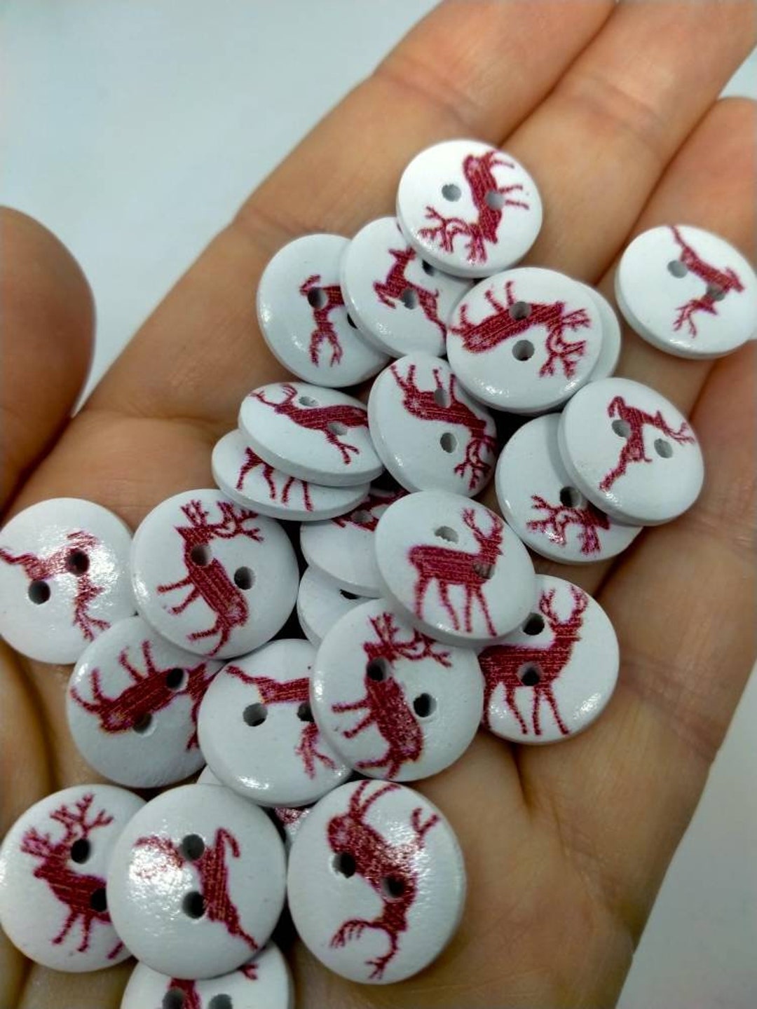 Stag Buttons, Reindeer Buttons, Christmas Buttons, Round Buttons ...