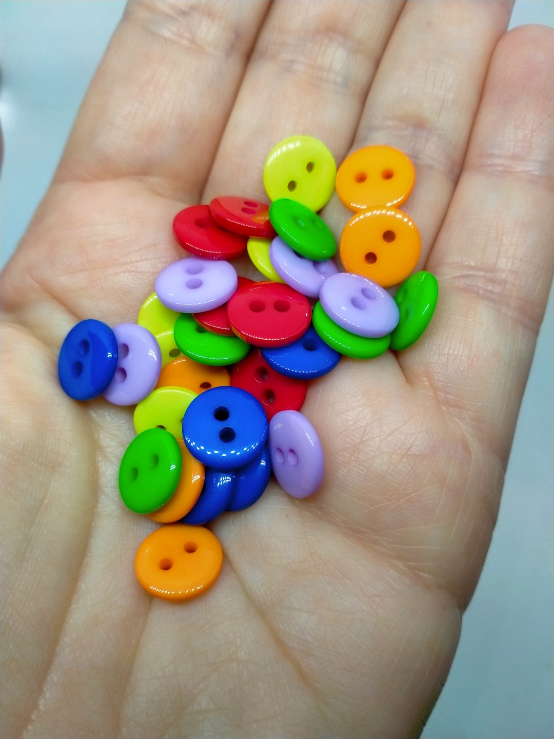 30 Rainbow Buttons, Small Buttons, Round Buttons, Sewing Buttons ...