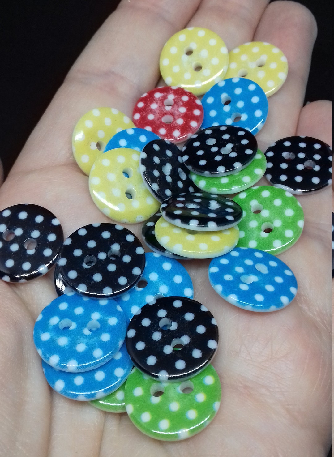 Spotty Buttons, Spotted Buttons, Polka Dot Buttons, Patterened Buttons ...